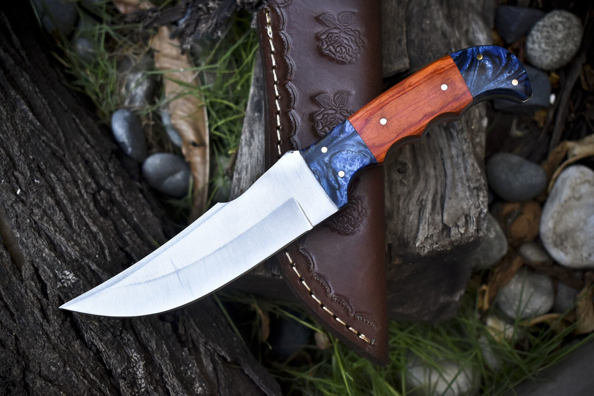 9" Hand Forged Skinner Knife – 440C Steel Blade, Hardwood Handle with ...