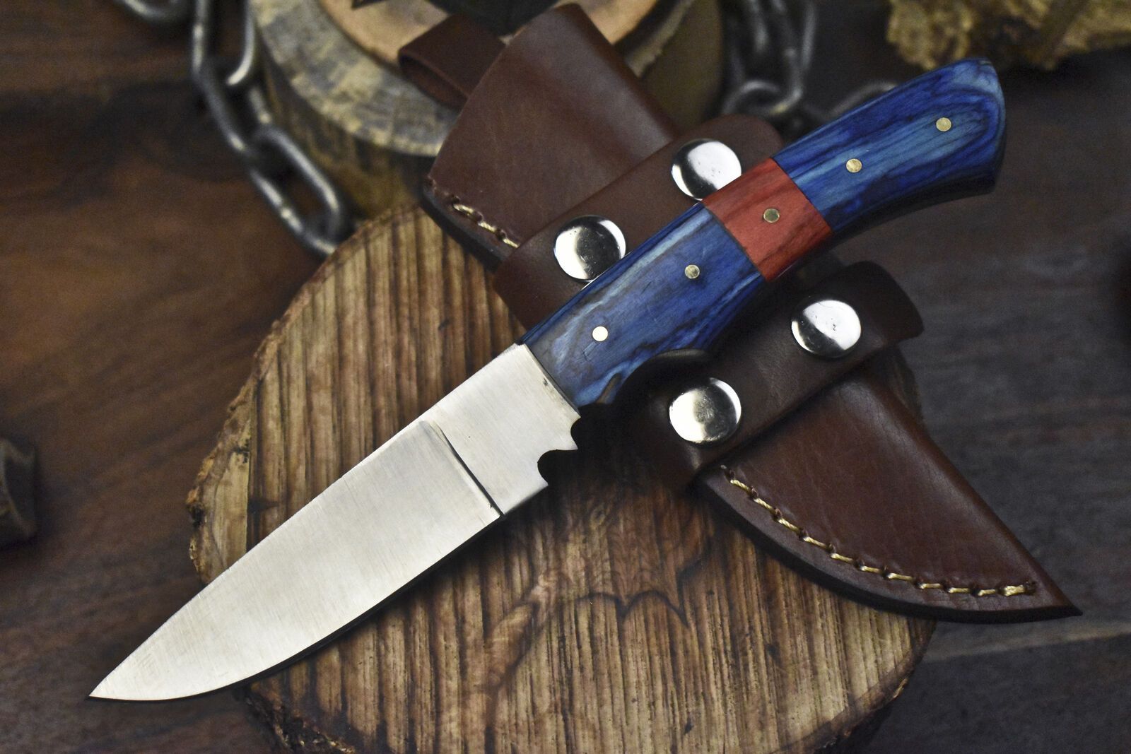 Hand Forged Skinner Knife AUS-8 Steel with Hardwood Handle – Hunting ...